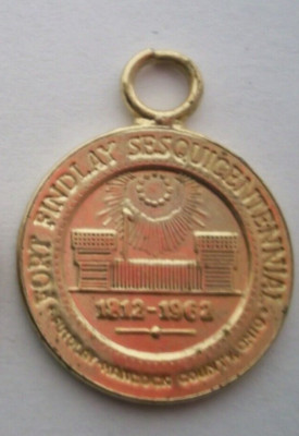 Vtg 1962 Fort Findlay Ohio Sesquicentennial 3/4" gold filled charm 1812 ...