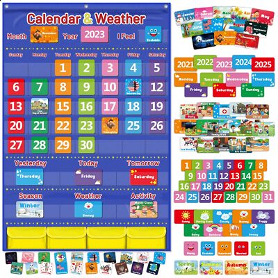 Calendar Pocket Chart Monthly Calendar and Weather Pocket Chart for ...