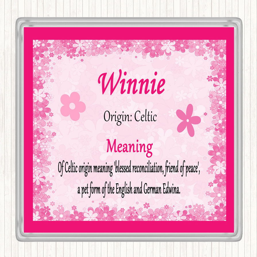 Winnie Name Meaning Drinks Mat Coaster Pink | eBay UK