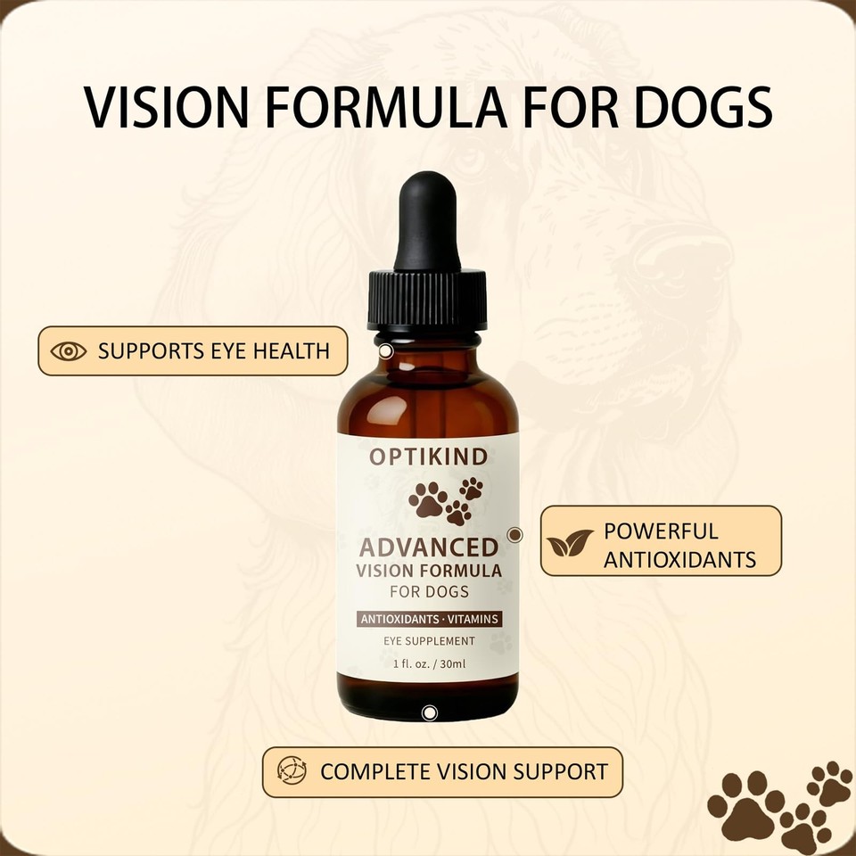 Optikind Vision Drops for Dogs - with Lutein, Zeaxanthin and Bilberry ...