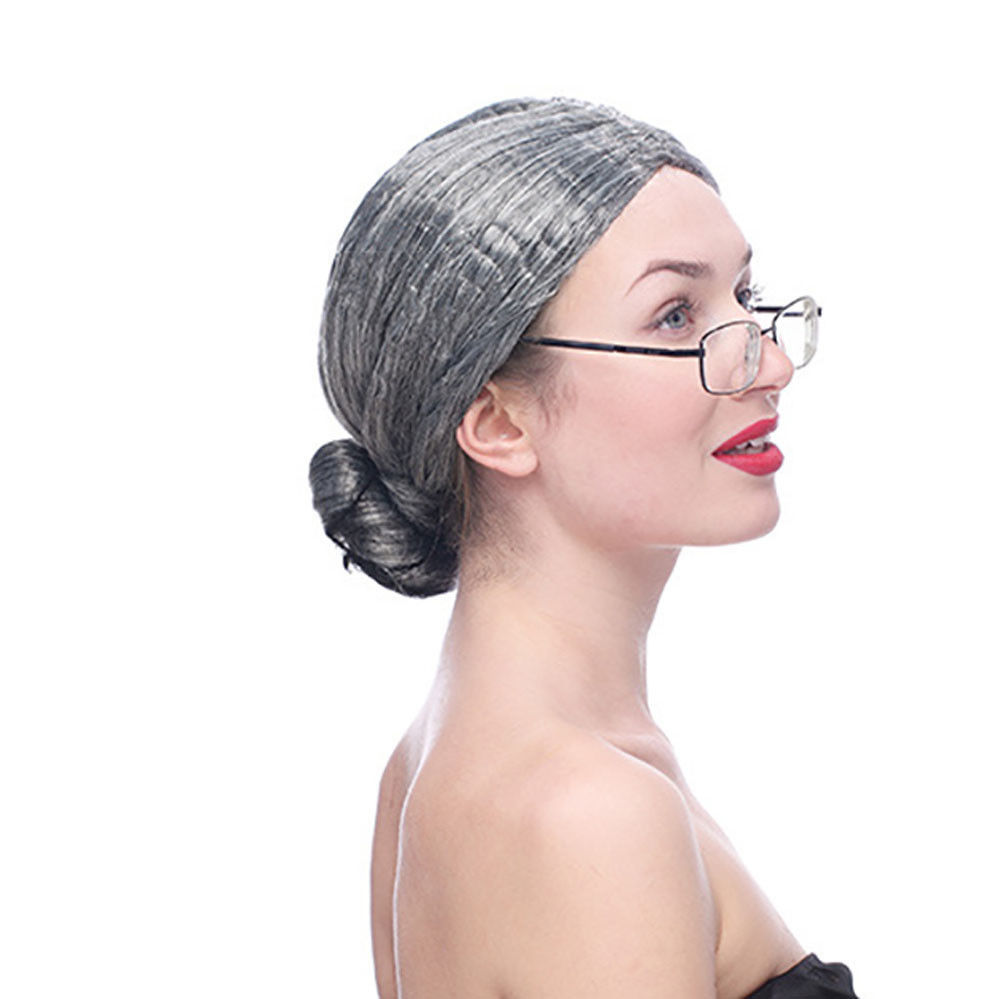Grandma Wig Old Lady Dress Up Set Granny Costume Wig Party Wigs Bun ...