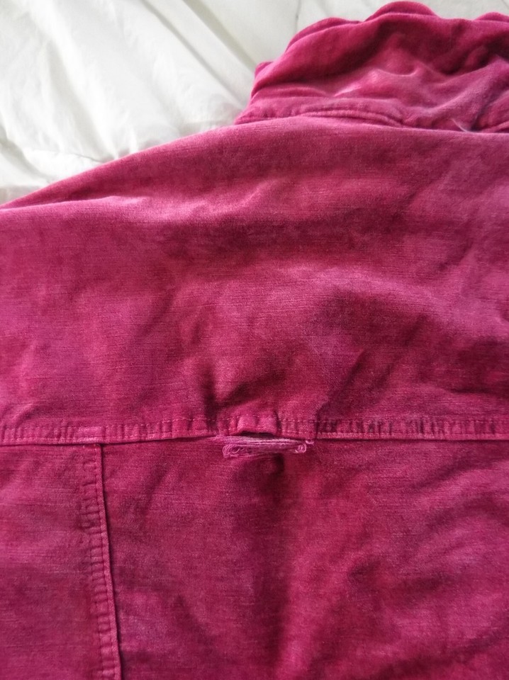 FOR REPAIR: Free People S Pink Velvet Trucker Jacket Oversized Fuchsia ...