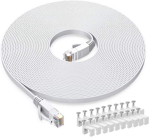 Cat6 Ethernet Cable 20 FT White, Cat-6 Flat RJ45 Computer Internet LAN ...