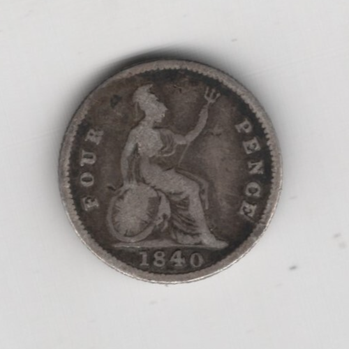 1840 FOUR PENCE .925 SILVER COIN VICTORIA UNITED KINGDOM POUND STERLING ...