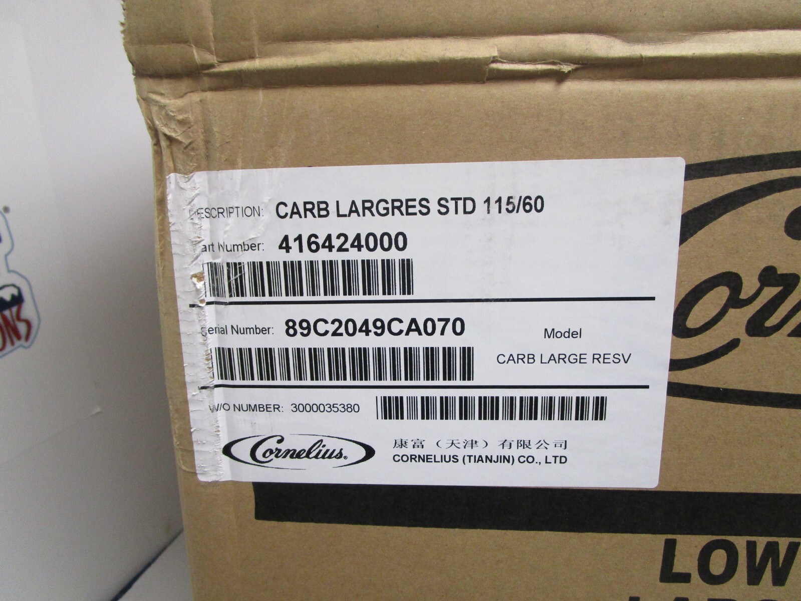 Cornelius Low Profile Large Reserve Carbonator 452r Part Number ...