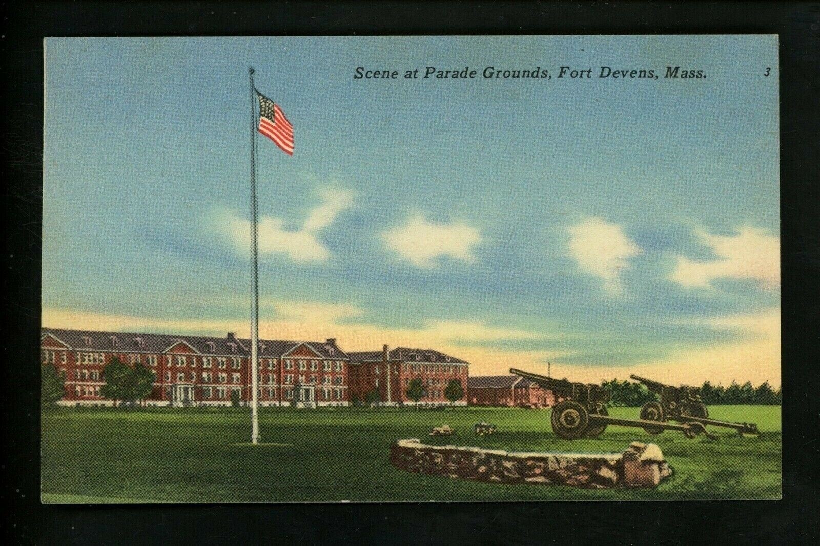 Military Base postcard Fort Devens, Massachusetts MA linen Tichnor ...