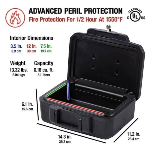 Fireproof Sentry Box Key Lock Important Document Money Safety Storage ...
