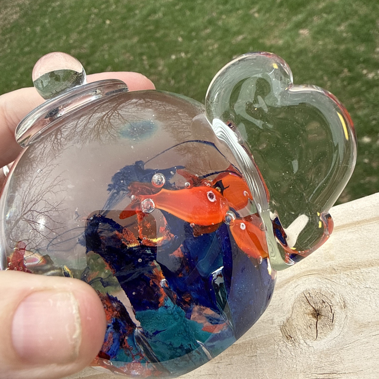 Art Glass Teapot Fish Tank Aquarium Paperweight Handmade