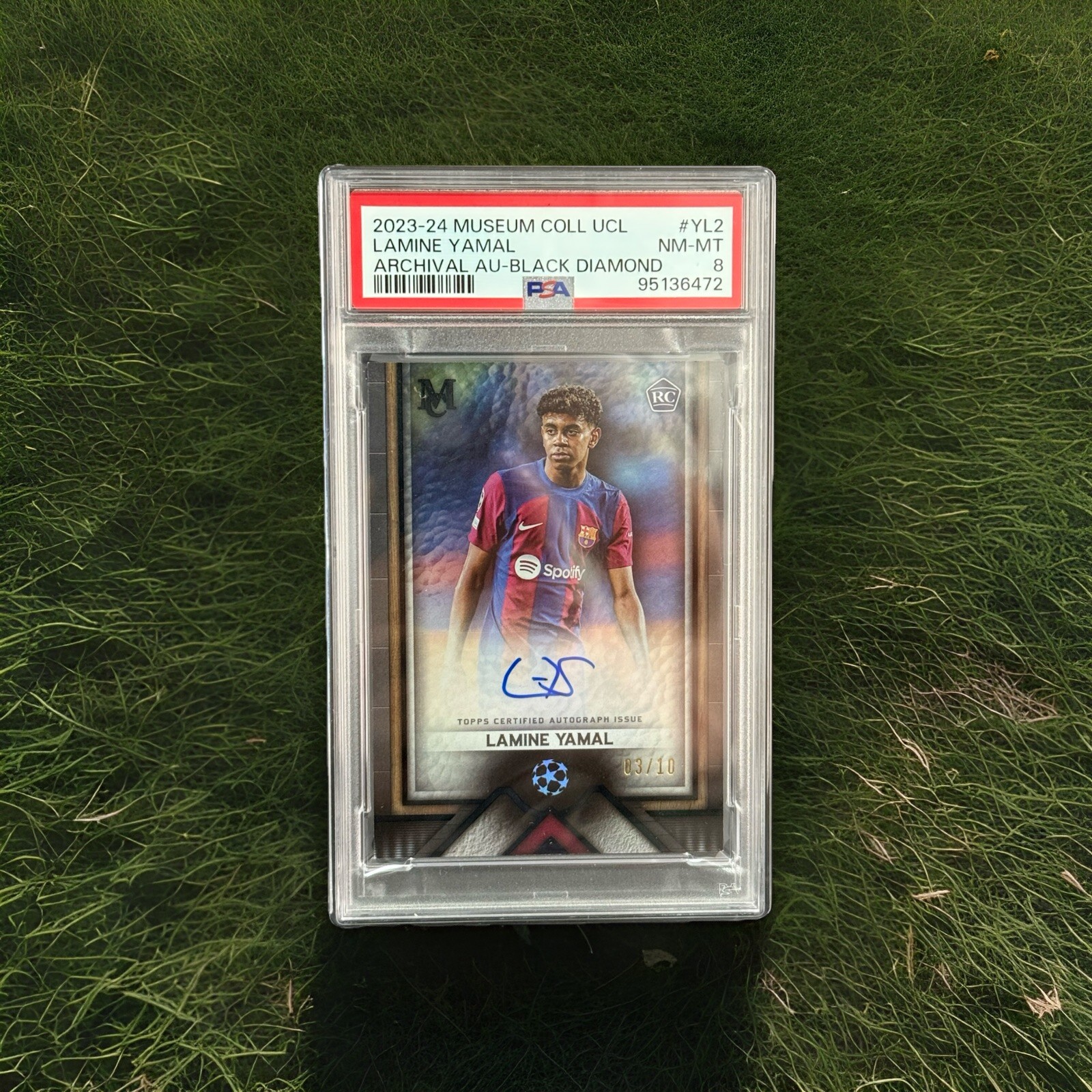 2023-24 Topps Museum RC Lamine Yamal Auto Black Diamond /10 PSA 8 POP 1 ...