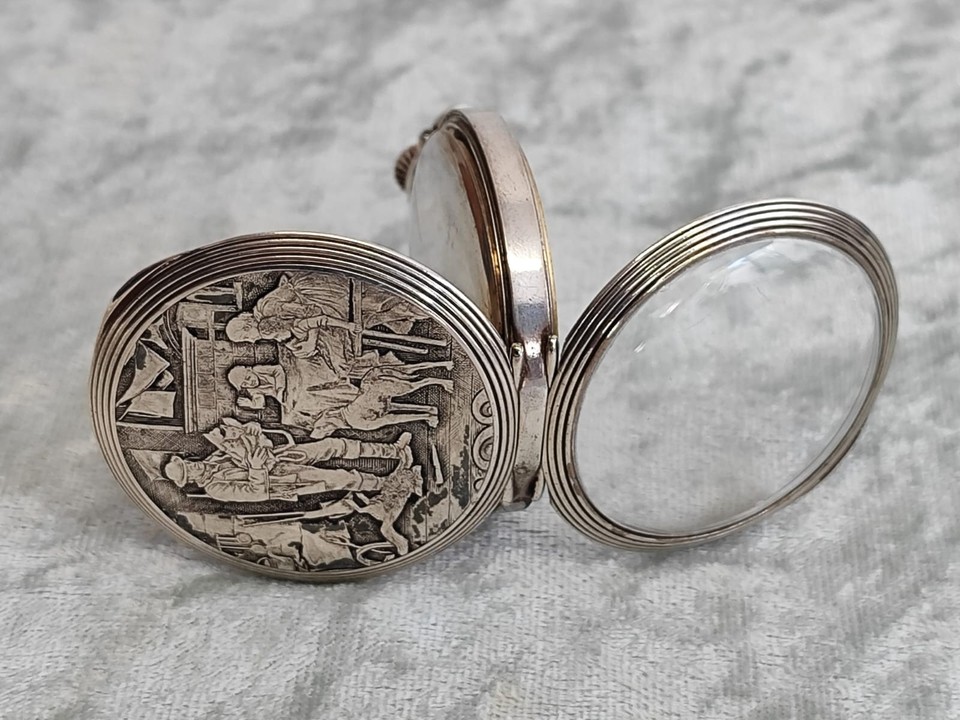 ONE OF A KIND ANTIQUE POCKET WATCH AGASSIZ WITH UNIQUE RELIEF SCENE ...