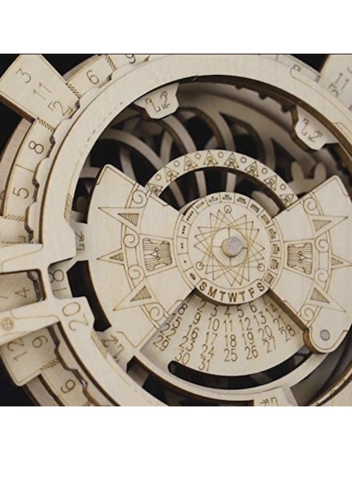 ROKR Perpetual Calendar Clock Model kits For Adult to Build, 3D Wooden ...