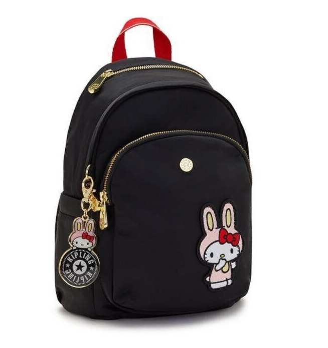 Kipling × Hello Kitty Delia Mini Rabbit Black Backpack with Hello Kitty ...