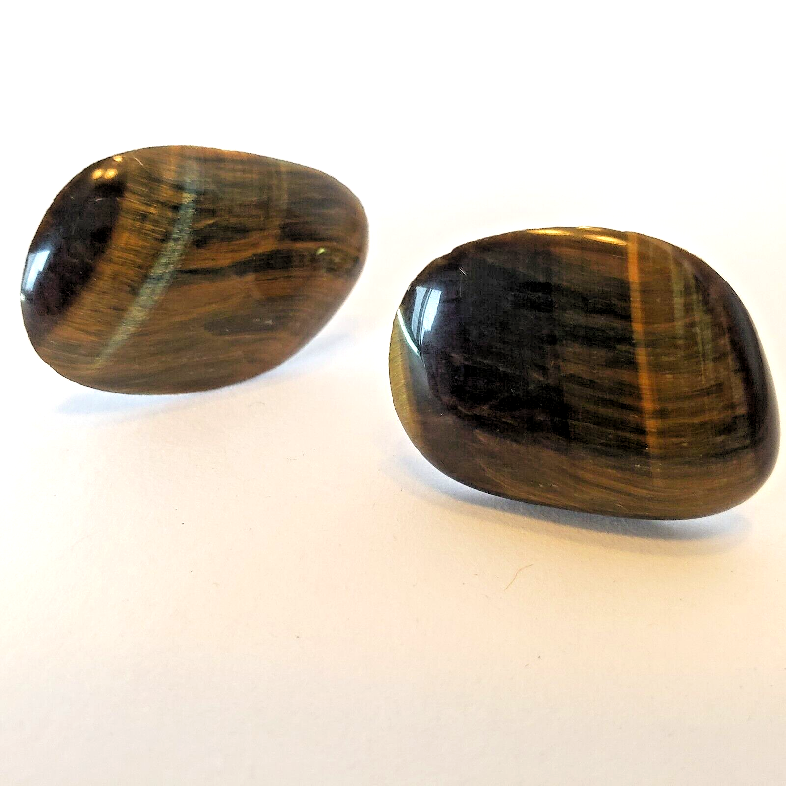 Vintage Tiger's Eye Cufflinks Gold Tone Natural Cut 1 inch | eBay