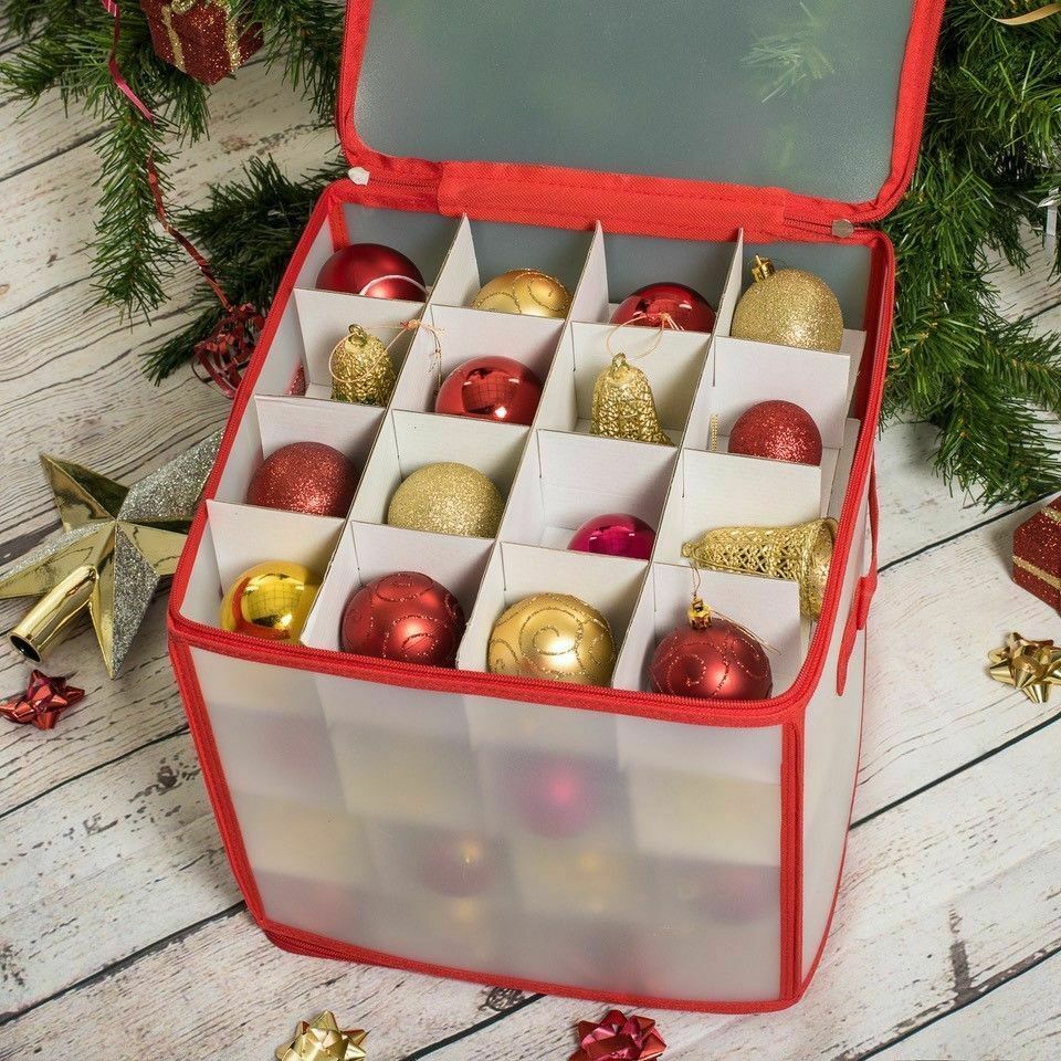 64 Baubles Storage Box Christmas Xmas Tree Decoration Organiser 64 ...