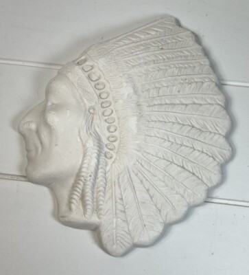 Vintage Chalkware Native American Indian Chief Head Wall Hanger | eBay