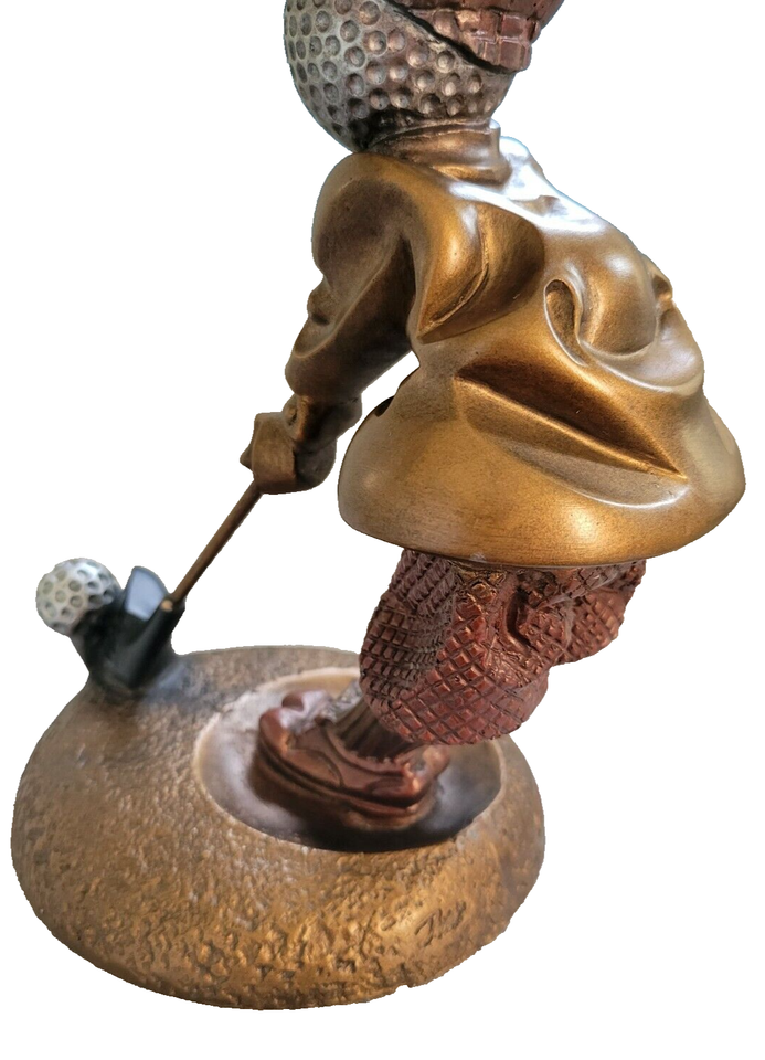 1999 Austin Sculpture Bronze Tone Golf Ball Head Golfer | eBay