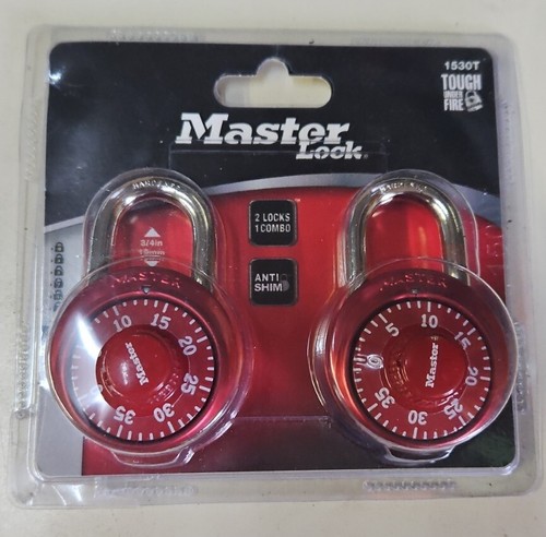 Master Lock 2 Red Padlock Two Pack One Combo Anti Shim Storage 1530T ...