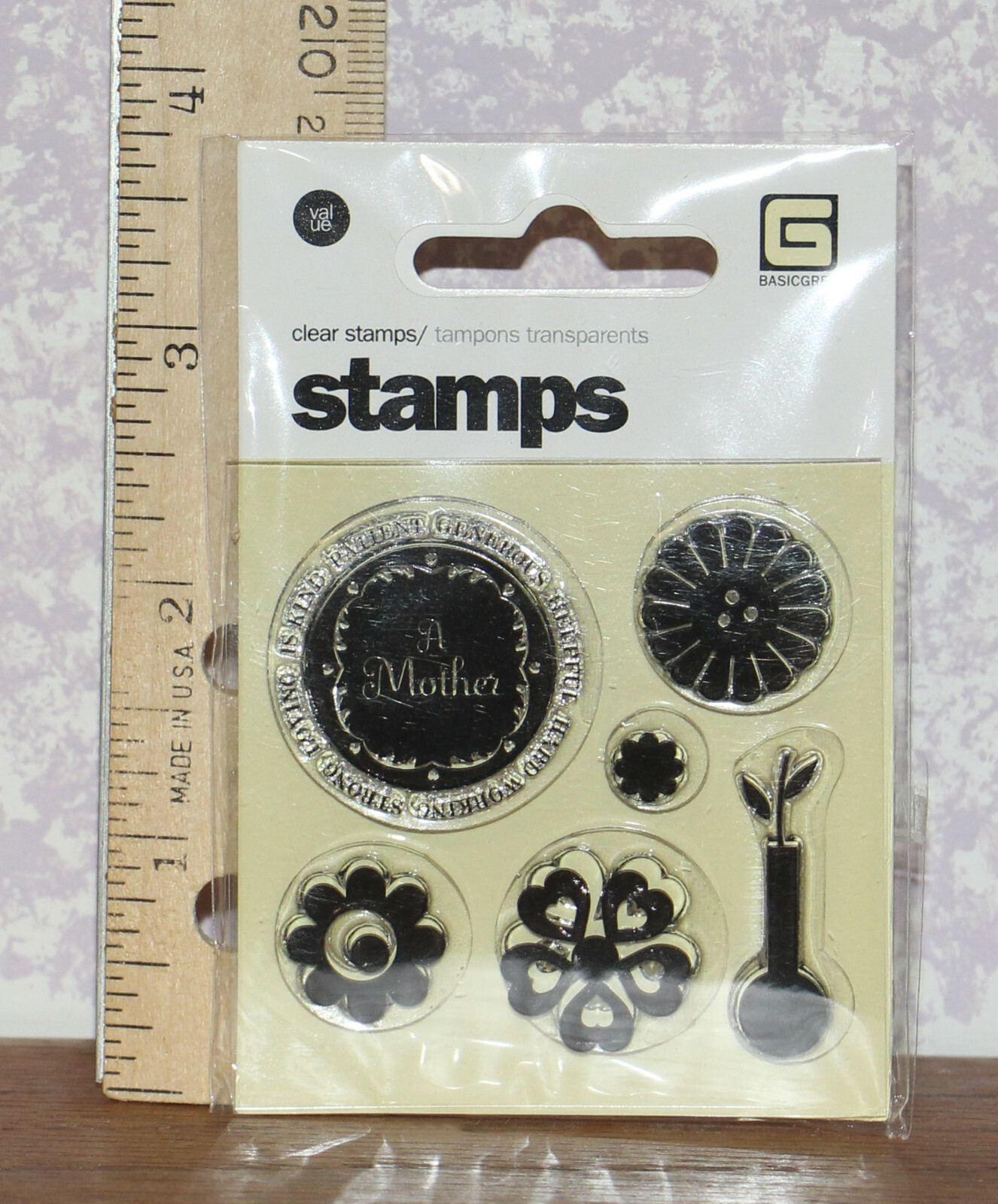 NEW BasicGrey Mother & Flower Cling Stamp Set | eBay