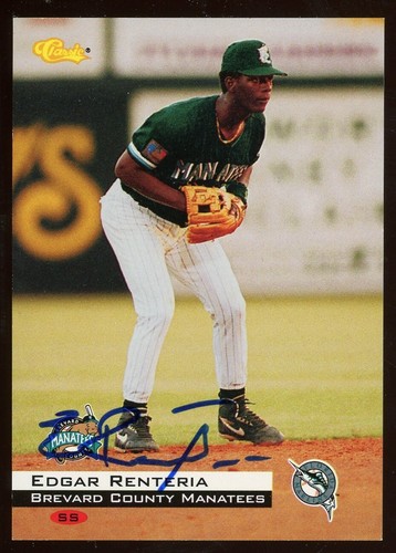 1994 Brevard Manatees EDGAR RENTERIA Signed Card autograph AUTO RC ...