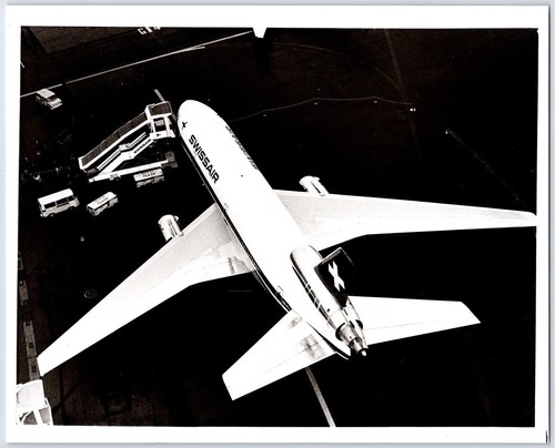 Airplane Swissair Airlines Douglas DC-10 Overhead View B&W 8x10 Photo ...
