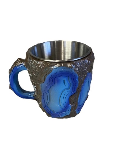 Geode Mug Resin Material Coffee Tea With Handle 4 fl. oz. Blue & Gray W ...