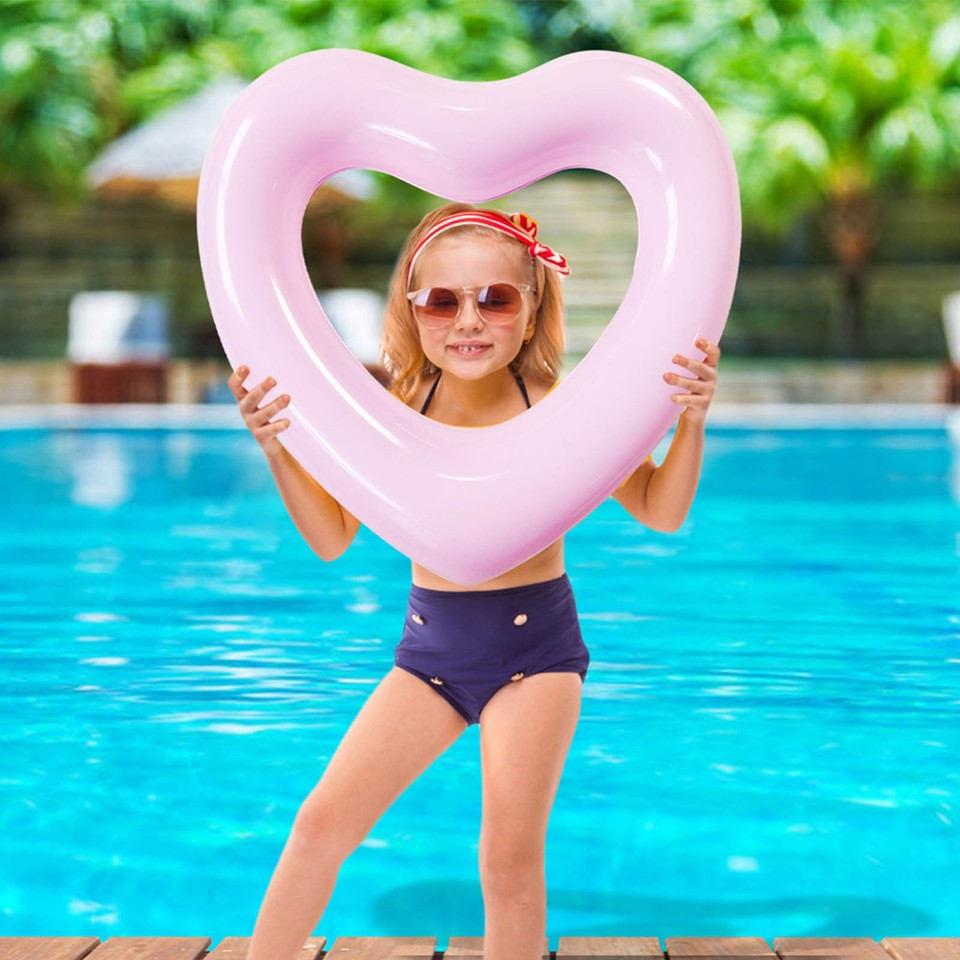 Heart Shaped Swimming Circle 45cm Thick Tear Resistant PVC Material ...