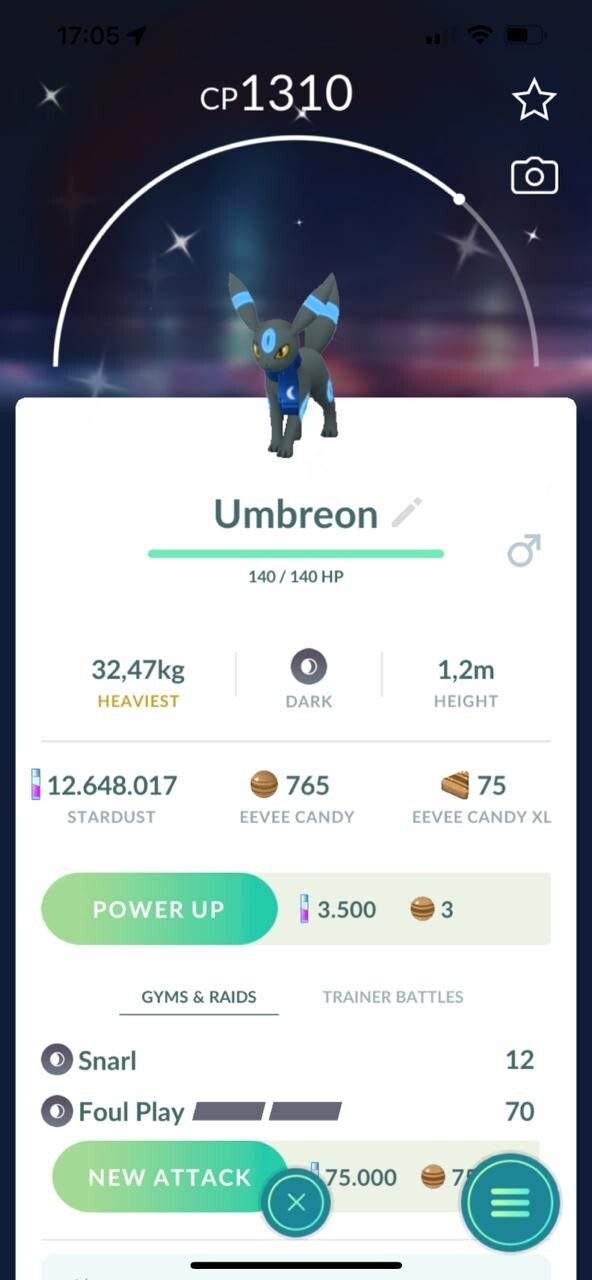 Shiny Umbreon wearing a night scarf - tr-de 20k stardust | eBay