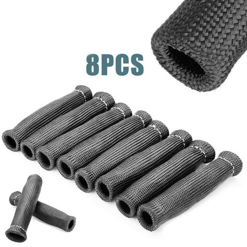 8Pc Black Car Spark Plug Wire Boots Heat Shield Protector Sleeve Loom ...