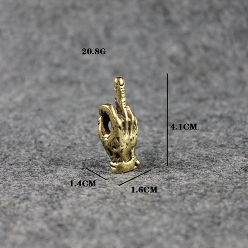 Pure Brass Hand with Erect Middle Finger Up Statue Miniature Ornament ...