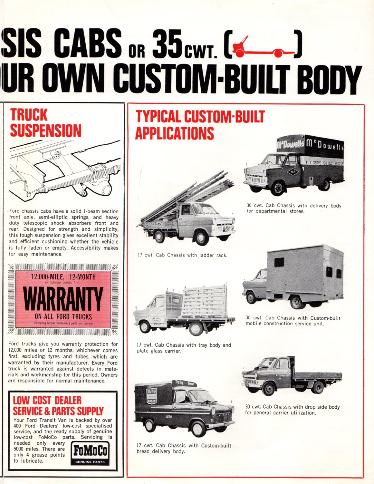 Ford Transit Van 17 cwt. and 30 cwt Sales Brochure, | eBay Australia