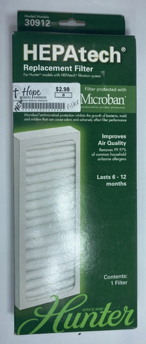 Hunter HEPAtech Microban 30912 replacement filter sealed new in box 6 ...
