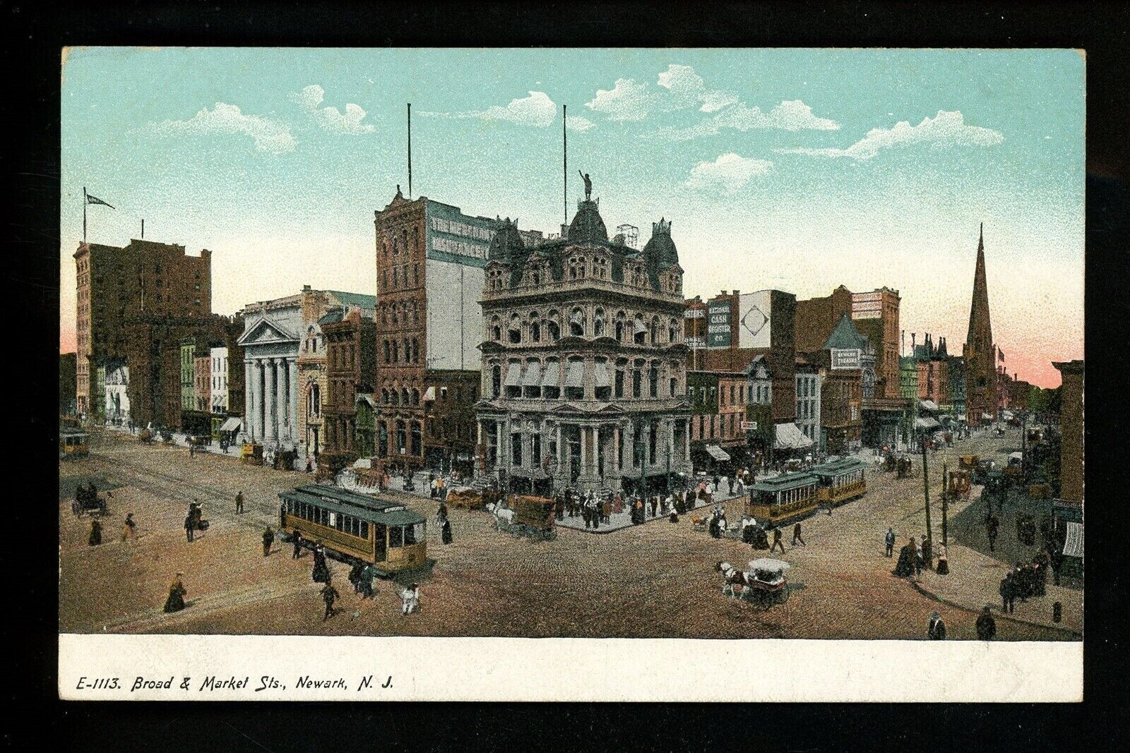 New Jersey NJ postcard Newark, Broad Street Market St. trolley Vintage ...