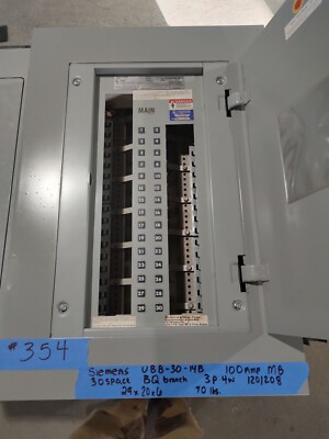 SIEMENS 100 AMP MAIN BREAKER PANEL PANELBOARD 208v/120v 240v 30 SPACE ...