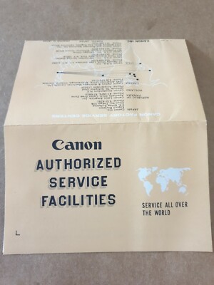 Canon Authorized Service Facilities - Service all over the world 1970's ...