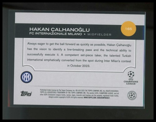 Hakan Calhanoglu 2024-25 Topps UEFA Club Competitions Northern Lights ...
