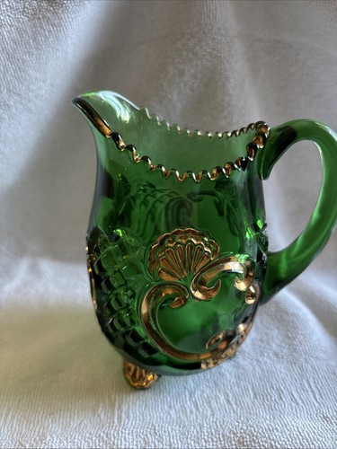 EAPG Riverside McKee Croesus Emerald Green Gilded Creamer 5.5" 1890s ...