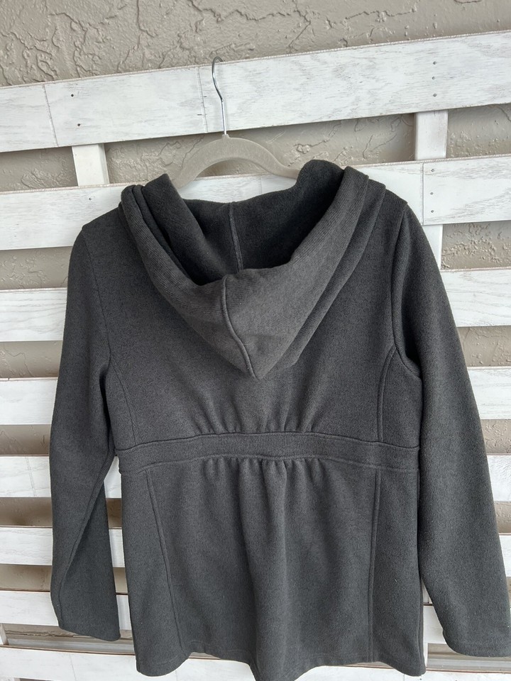 Alpine Design Women M Gray fleece hoodie button jacket Worm Long | eBay