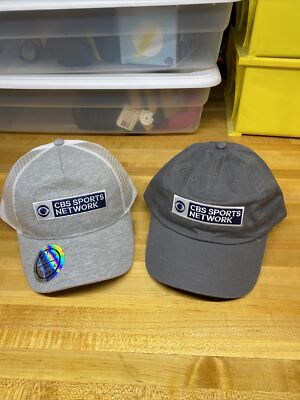 CBS Sports 2 Baseball Caps Grey White Mesh Trucker Hat Gray Adult Promo ...
