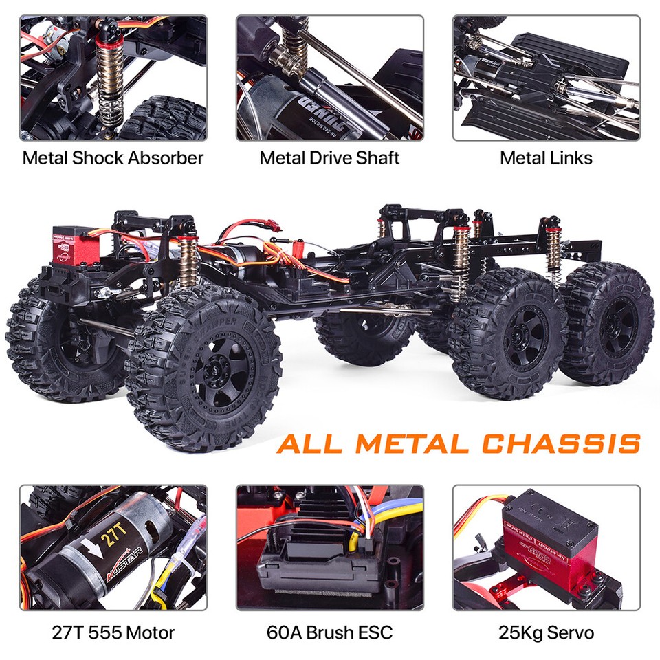 Austar AX-X6 6x6 RC Crawler 1/10 RC Car 30KM/H 2.4G 6WD 6CH Remote ...