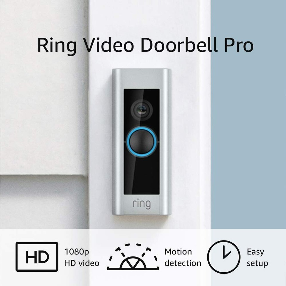 Ring Video Doorbell Pro White With 1080p HD Video Doorbell Plus ...