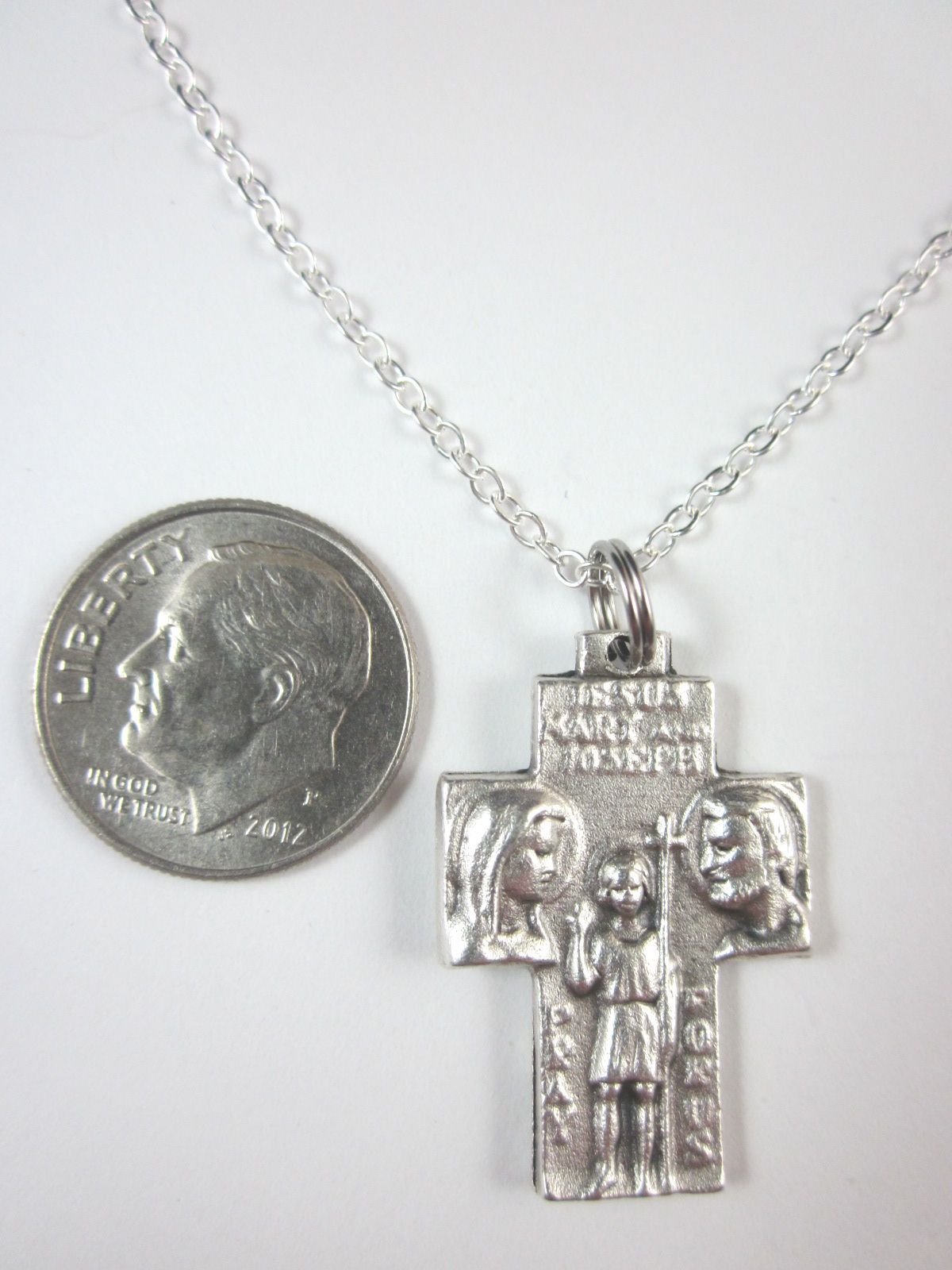 Ladies JMJ Holy Family St Christopher Medal Cross Pendant Necklace 20 ...