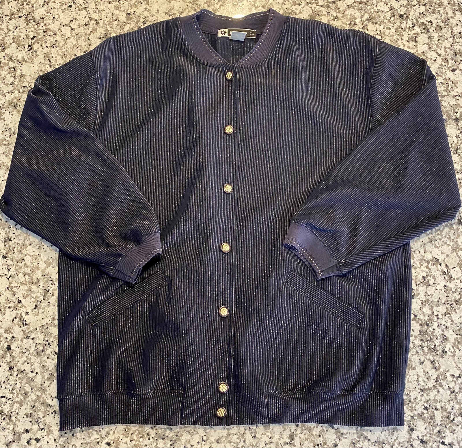 Vintage B BLAST Shimmer Sparkling Stripe Navy Fancy B… - Gem