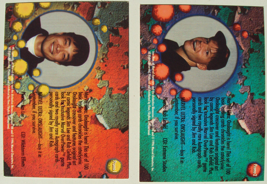 1996 MARVEL FLEER ULTRA ONSLAUGHT PROMO 2 CARD SET ROB LIEFELD JIM LEE ...