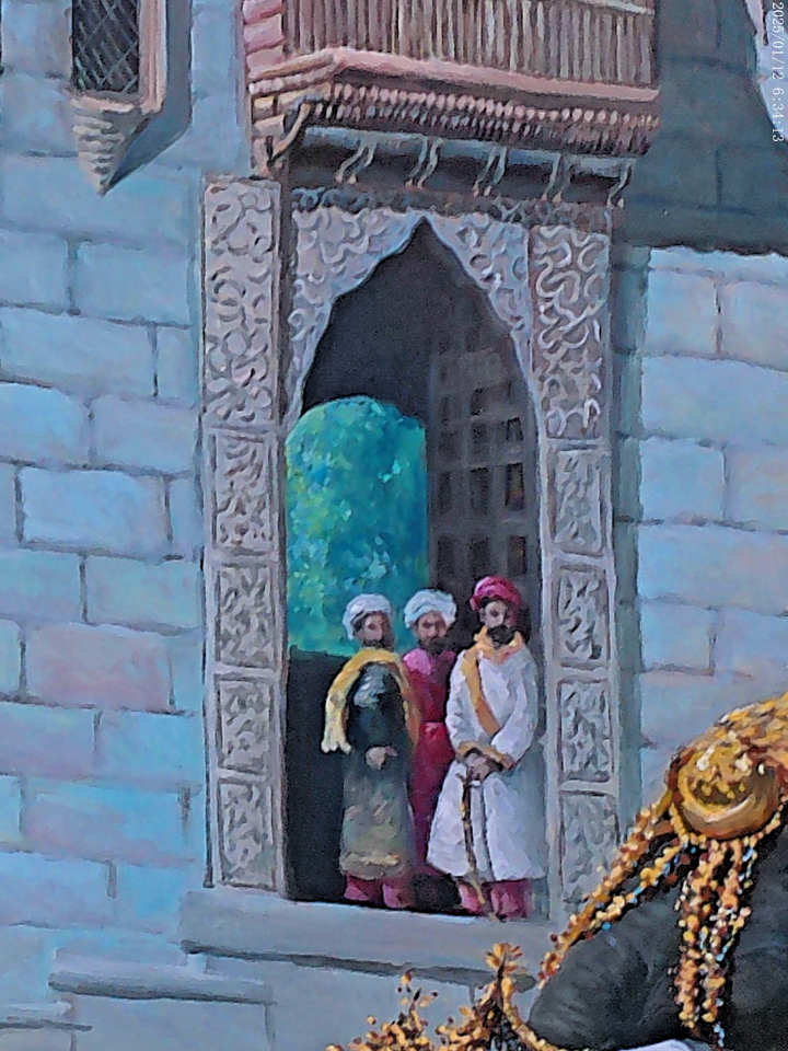 Vintage Orientalist 24x30 Oil Painting Castle 2 Elephant Elaborate ...