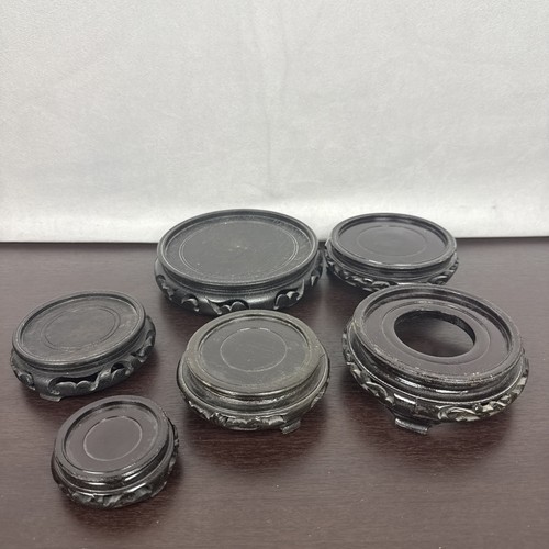 Asian Chinese Wood Round Display Stands Lot Of 6 Assorted Sizes | eBay