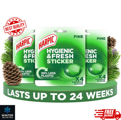 Harpic Hygienic Fresh Sticker Adhesive Toilet Block, Pine, Pack 3 X 4 ...