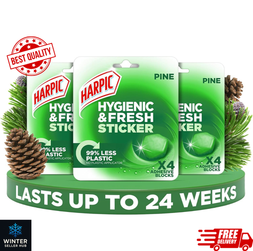 Harpic Hygienic Fresh Sticker Adhesive Toilet Block, Pine, Pack 3 X 4 ...