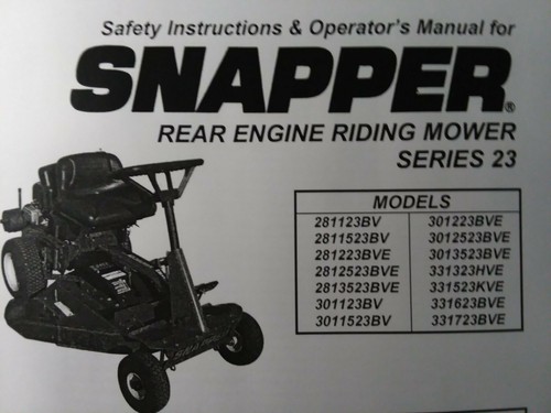 Snapper series 23 Rear Engine Riding Lawn Mower Tractor 281123BB Owners ...
