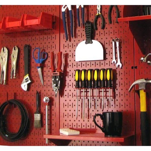 Wall Control Red Metal Pegboard Pack 32 in. x 32 in. Overall Size Heavy ...