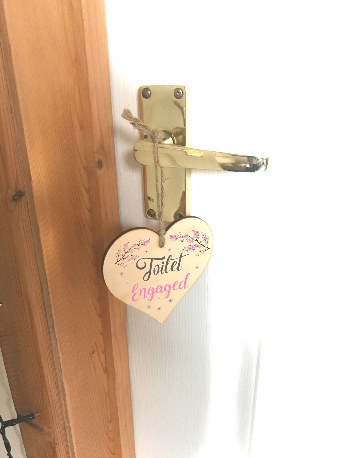 Toilet Engaged Vacant Double Sided Wooden Hanging Door Sign Decorative ...